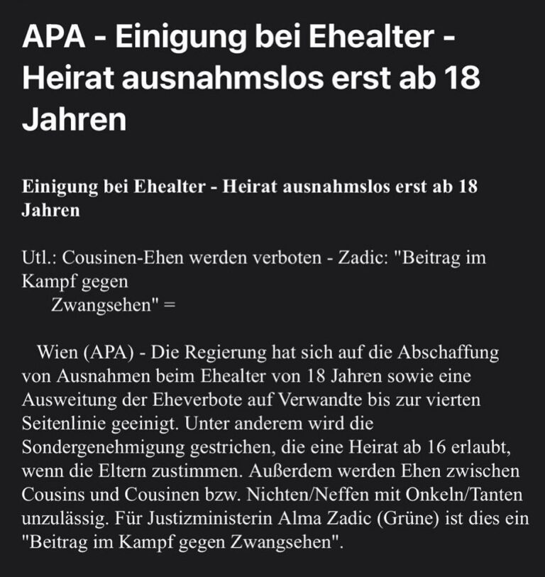 Mehr Schutz vor Kinder- und Zwangsehen in Österreich – Gudrun Kugler